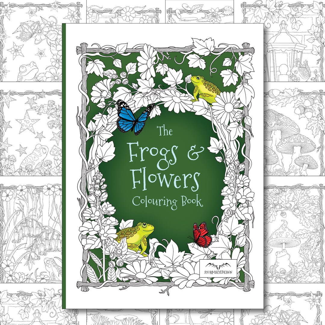 The Frogs and Flowers Colouring Book, No AI Original Hand Drawn Art ...