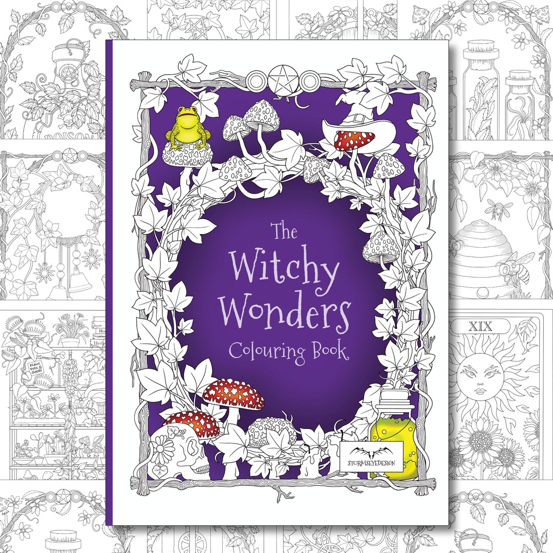 The Witchy Wonders Colouring Book, Witchcraft Themed Art, Single Side ...