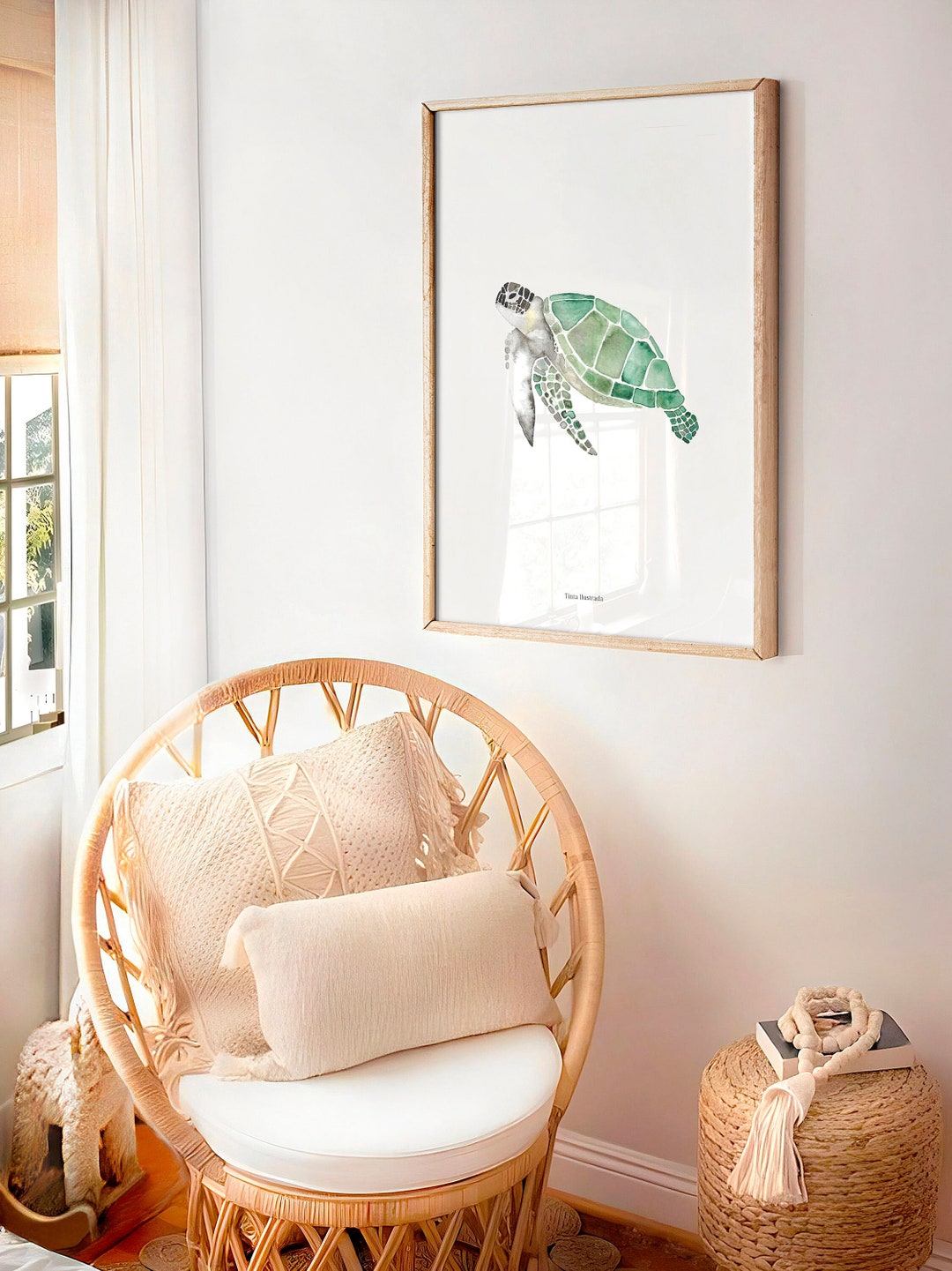 Sea Turtle Poster A3/ Turtle Illustration/marine Turtle Print/ Turtle ...