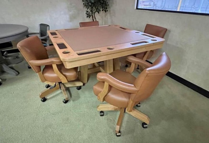 Darafeev Light Finish Square Poker Table With 4 Chairs - Etsy