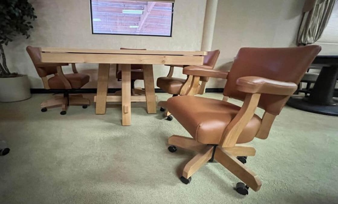 Darafeev Light Finish Square Poker Table With 4 Chairs - Etsy