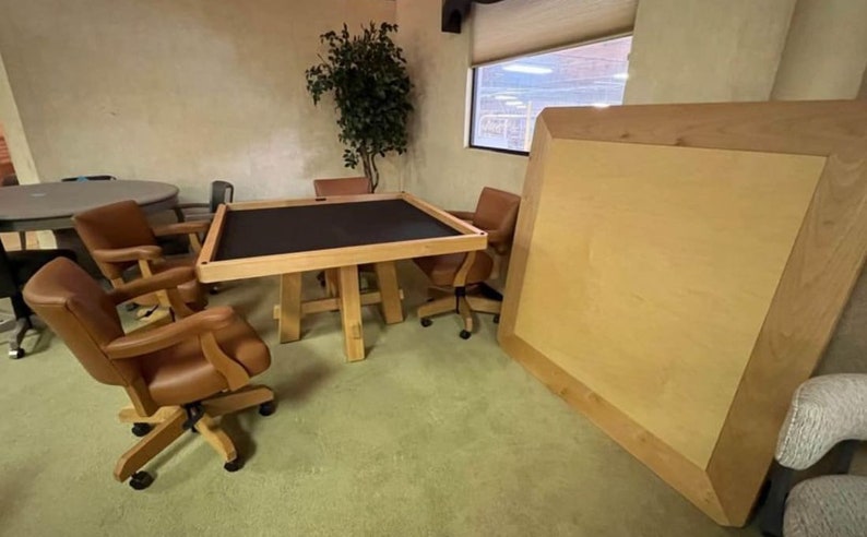 Darafeev Light Finish Square Poker Table With 4 Chairs - Etsy