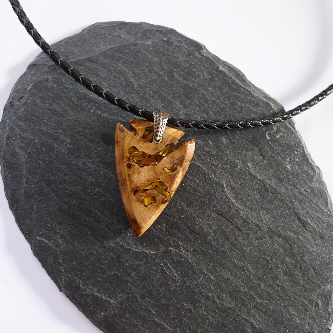 Arrowhead Necklace With Tigers Eye Inlay (choice of Other Gemstones ...