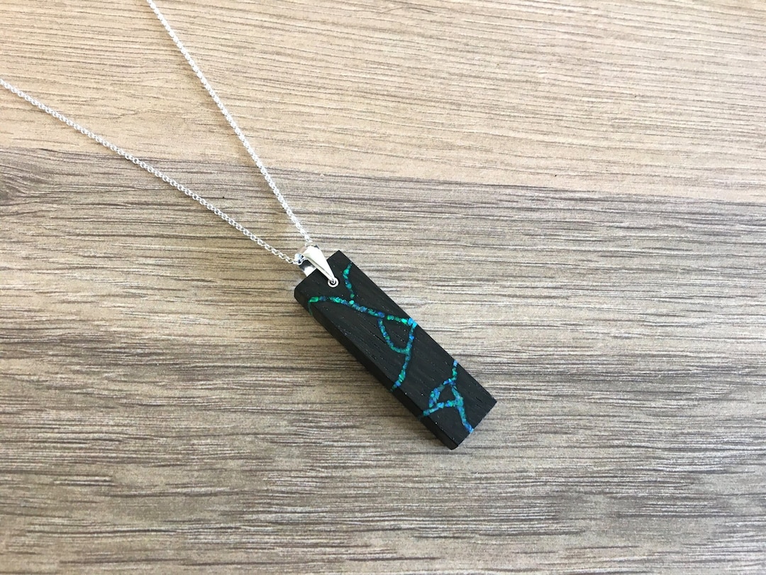 Kintsugi Necklace. Japanese Art. Bog Oak Wood Necklace. Wabi-sabi ...