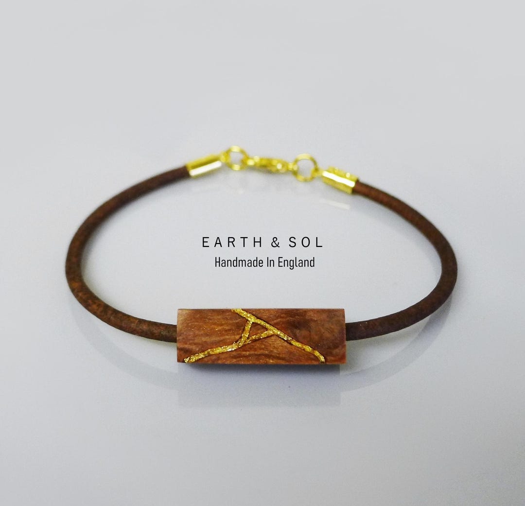 Kintsugi Redwood Burl Bracelet, 22ct Gold Inlay, Braided or Round ...