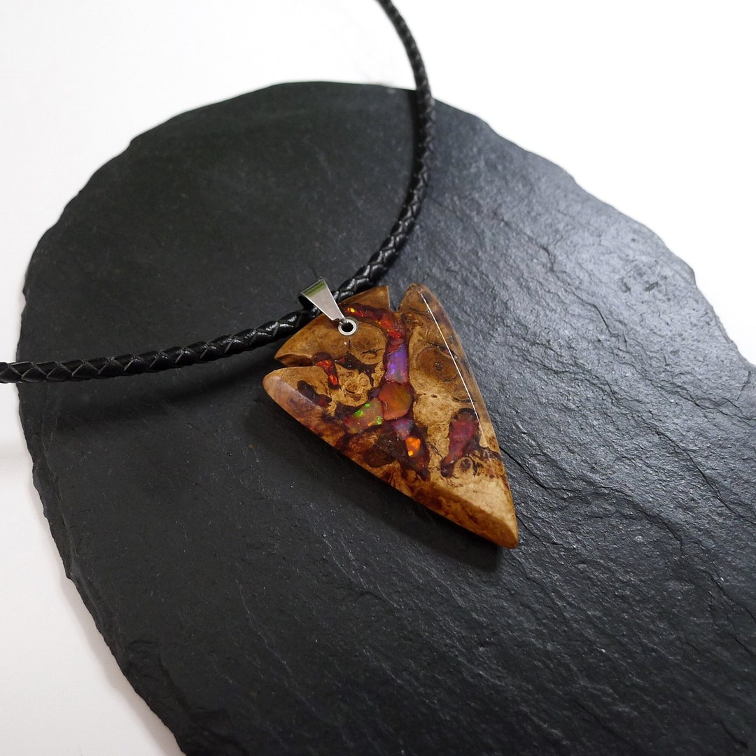 Arrowhead Necklace Inlaid With Red Fire Ethiopian Opal choice of ...