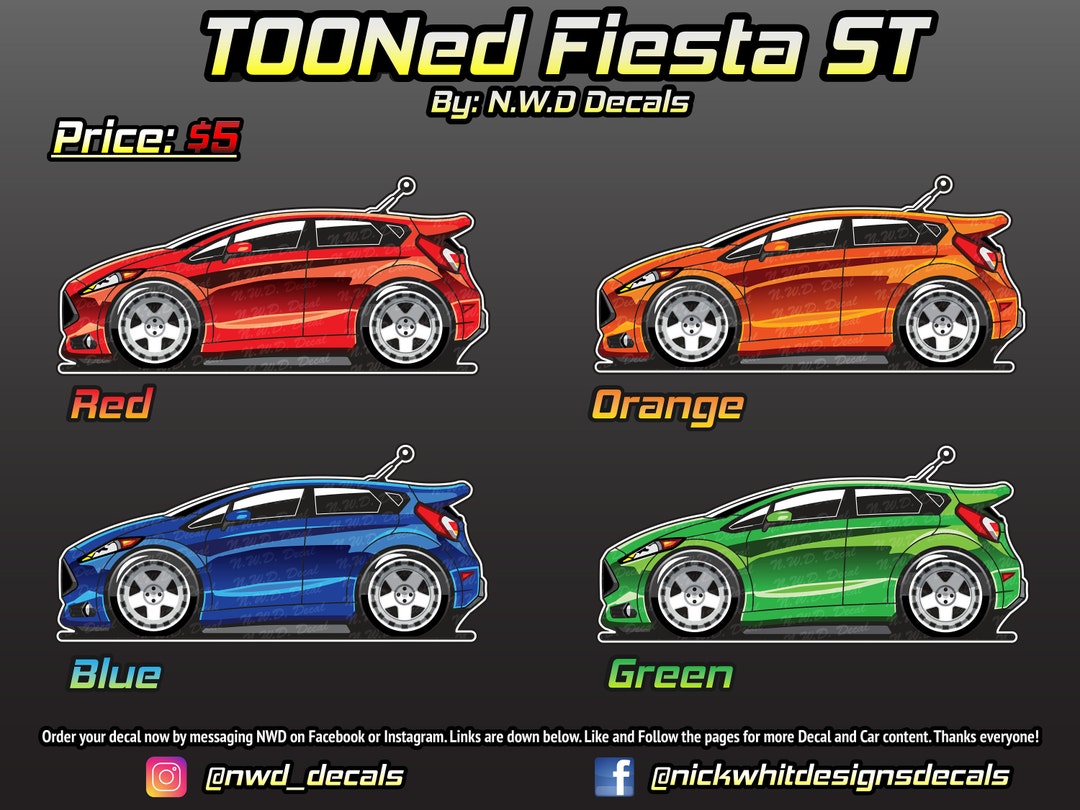 Tooned Fiesta ST Vinyl Decal - Etsy