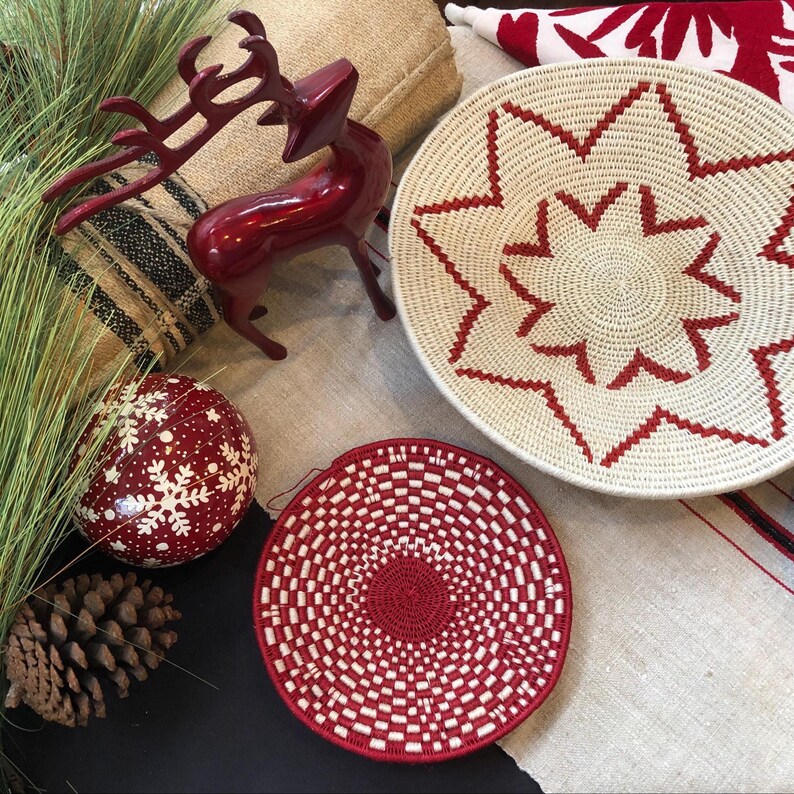 Pick Your Red Handmade Sisal Basket From Zimbabwe - Zienzele Agave ...