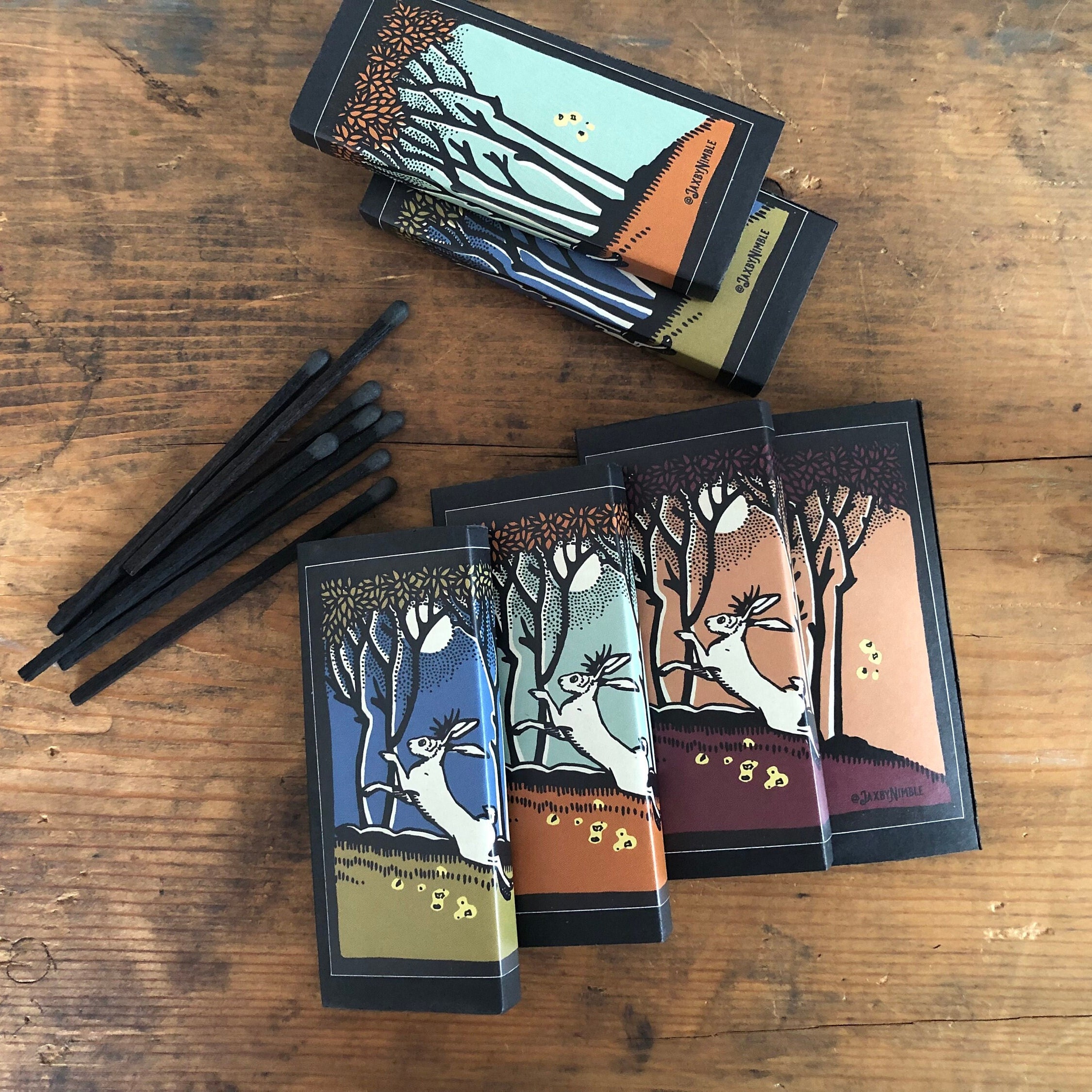 Trio of Original Retro Match Boxes 3 Black on Black Matches Original ...