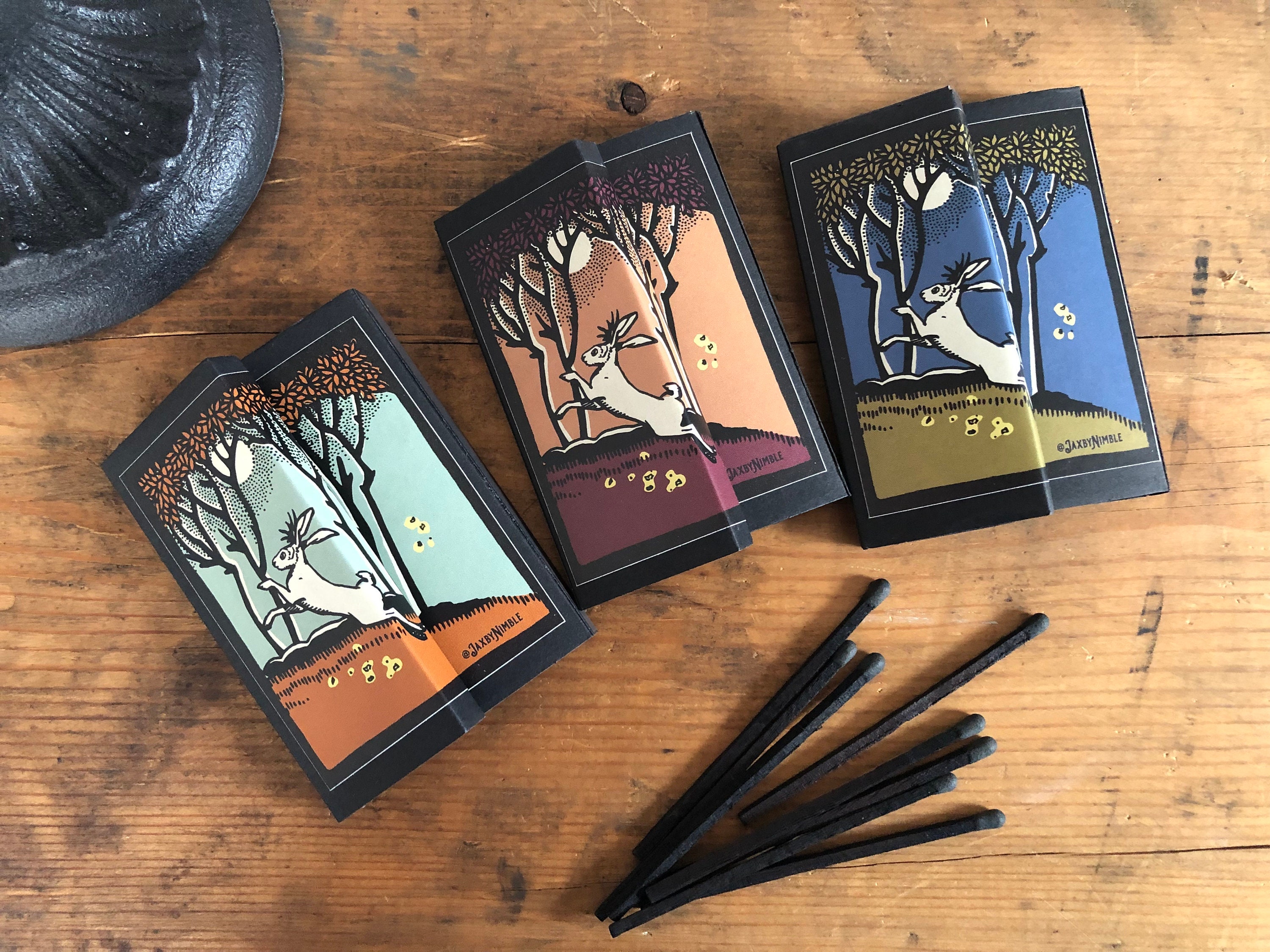 Trio of Original Retro Match Boxes 3 Black on Black Matches Original ...