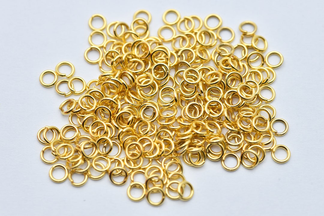0,80x5mm 24k Shiny Gold Plated Jump Rings, Bulk Gold Jump Ring, Open ...