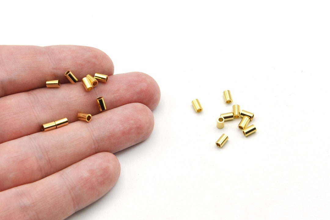 5x2mm 24K Shiny Gold Plated Tubes, Tubes Beads, Round Tubes Beads ...