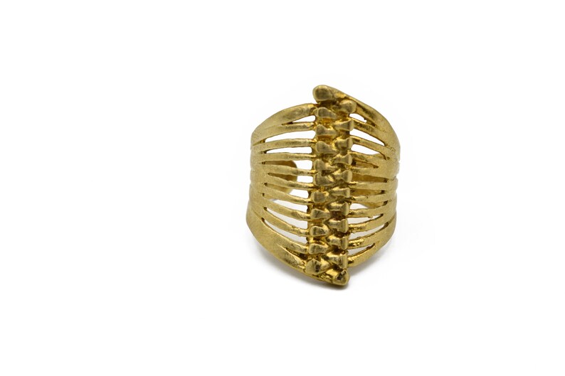 Spine Shape Adjustable Ring - Spine Ring - Raw Brass Ring - Jewelry ...