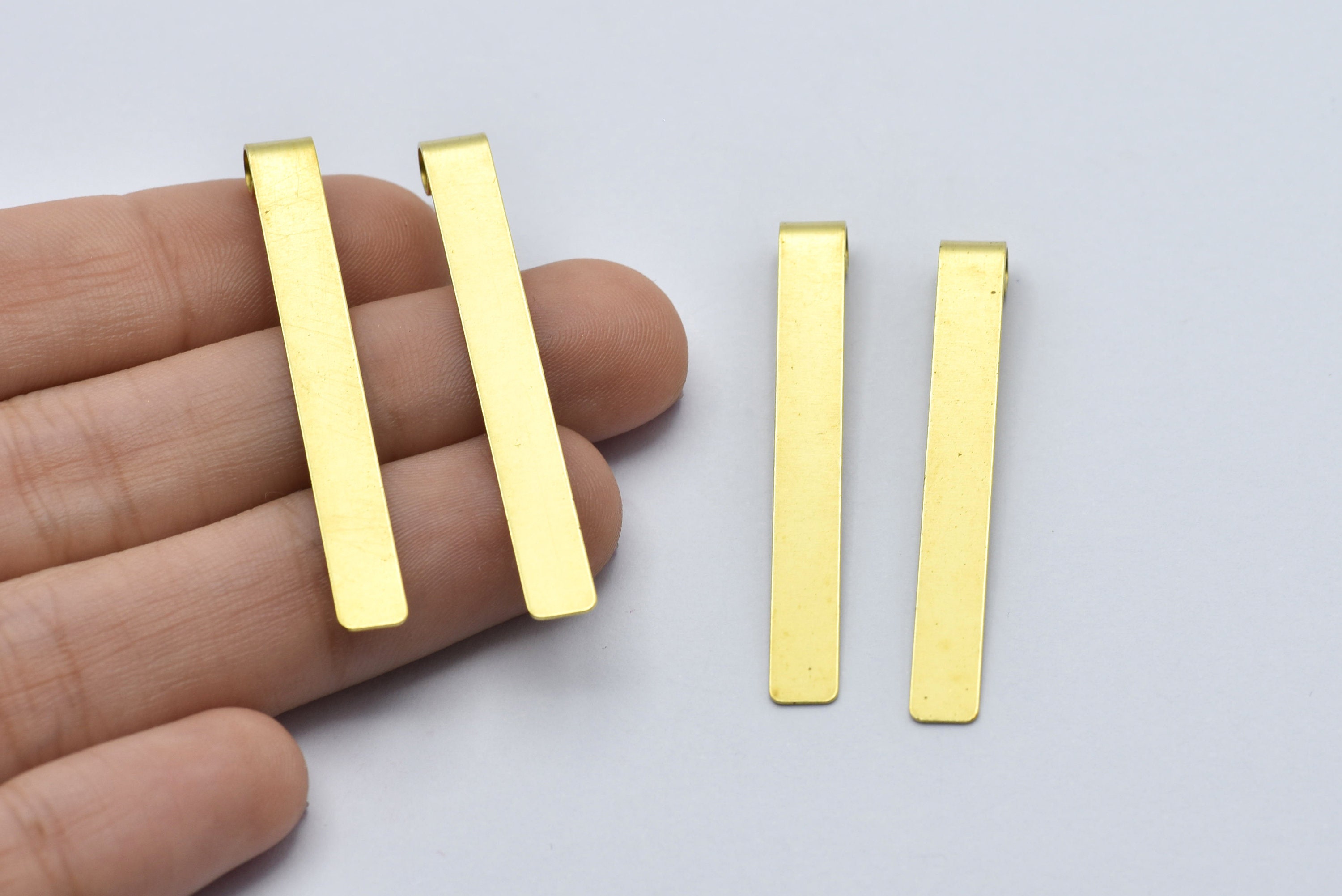 42x4mm Raw Brass Rectangular Plate with Curved End Nameplate | Etsy