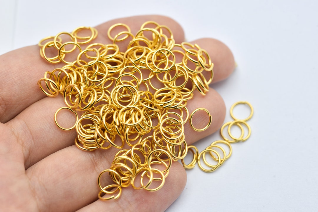 0,80x7mm 24k Shiny Gold Plated Jump Rings, Bulk Jump Rings, Open Jump ...