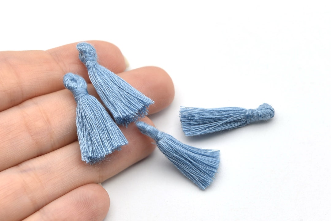 Carolina Blue Silk Tassels Without Caps, Fringe Tassels, Mini Colored ...
