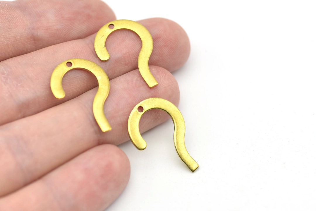 24x16mm Raw Brass Question Mark Charm, Question Mark Pendant, Question ...