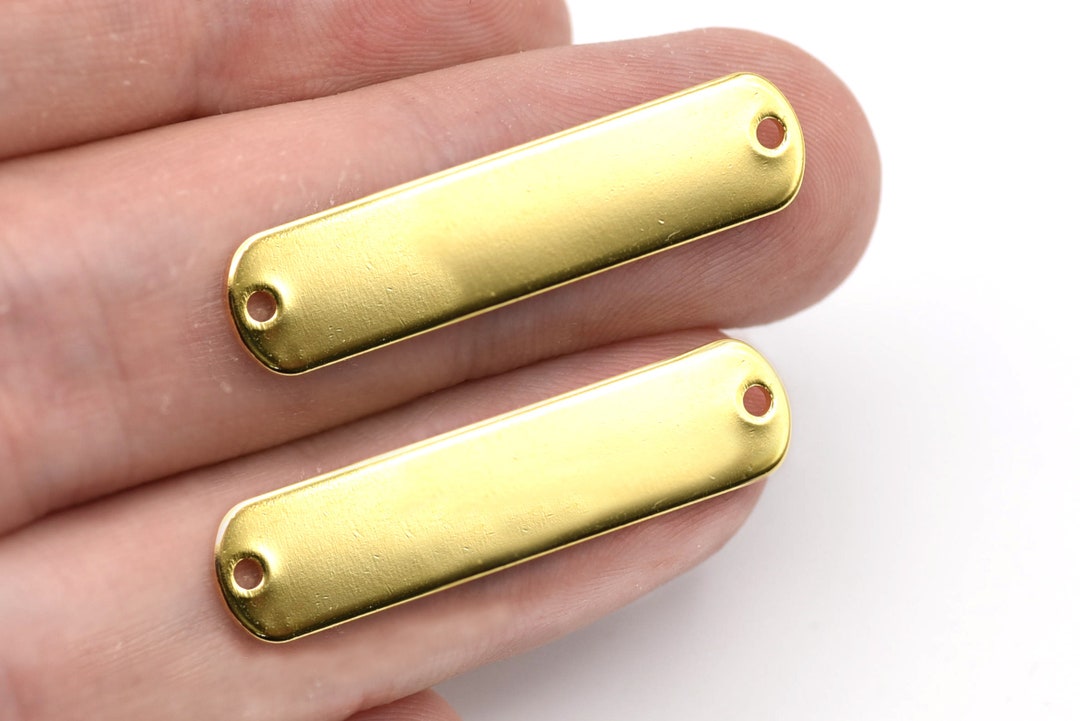 35x8mm 24K Shiny Gold Plated Rectangular Plate, 2 Holes Rectangular ...