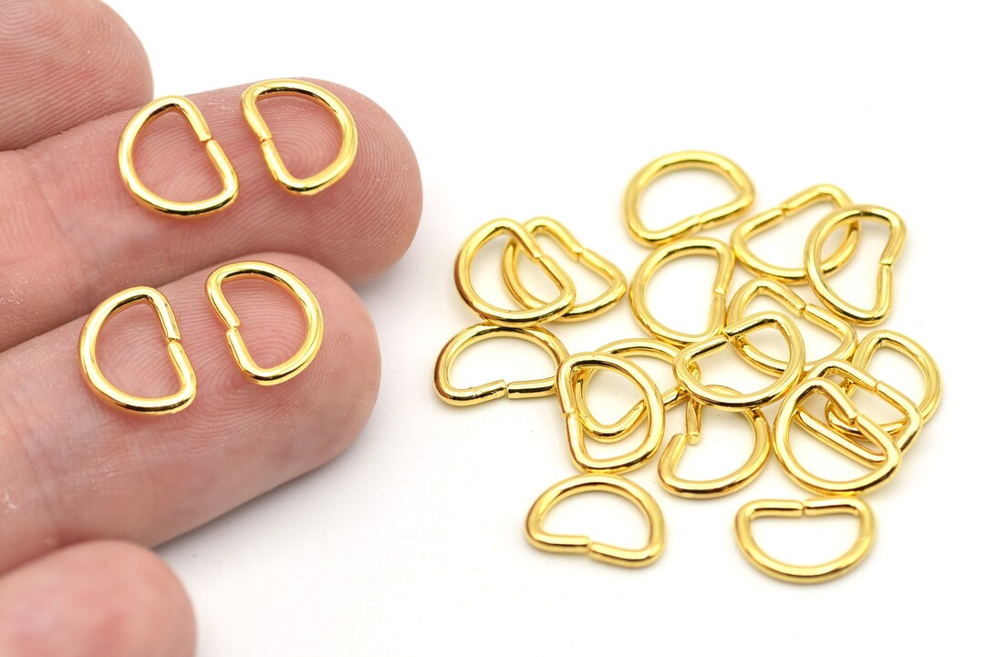 10x7.5mm 24K Shiny Gold Plated Jump Rings, Open Jump Rings, Half Round ...