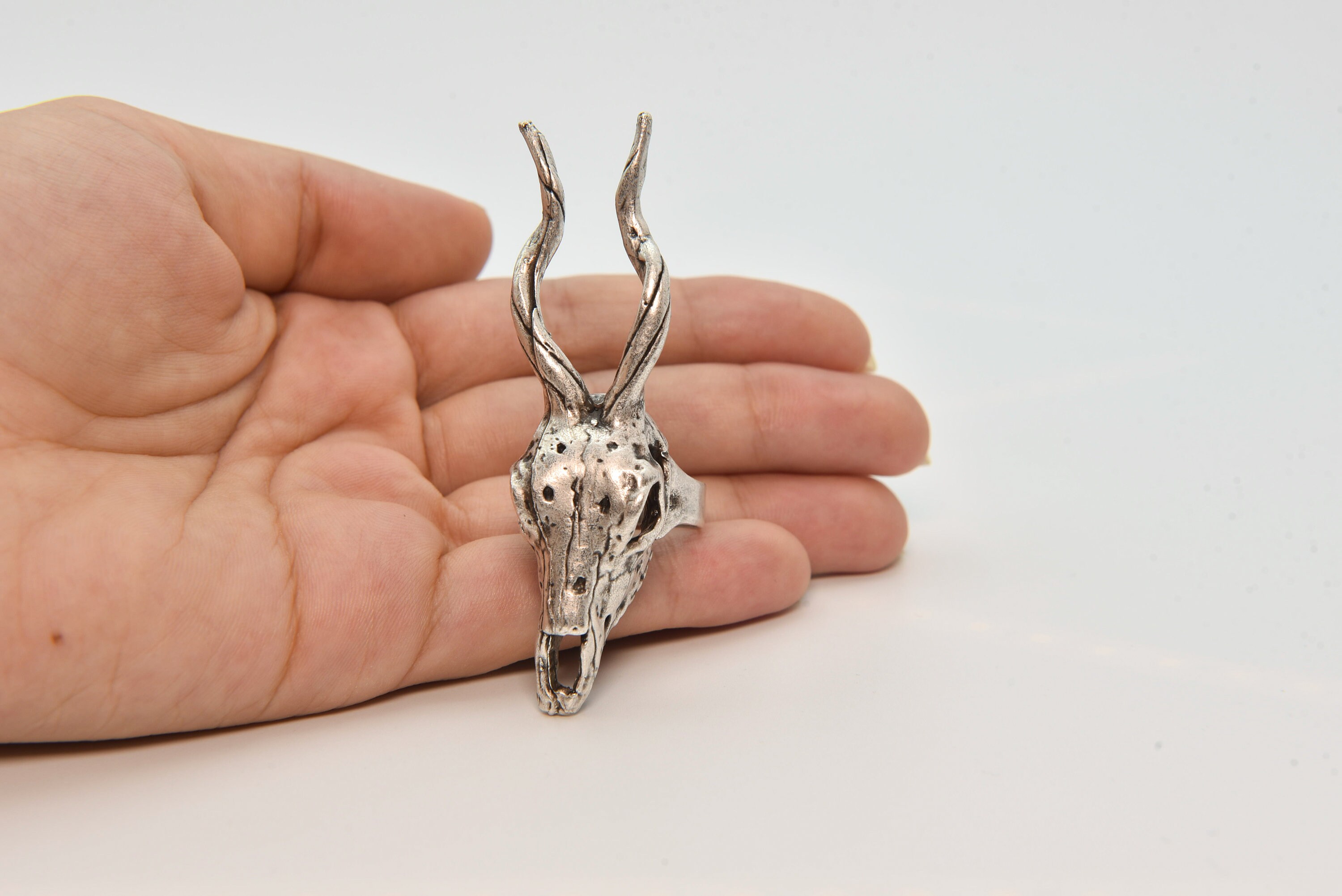 Silver Plated Adjustable Deer Head Ring Deer Ring Jewelry | Etsy