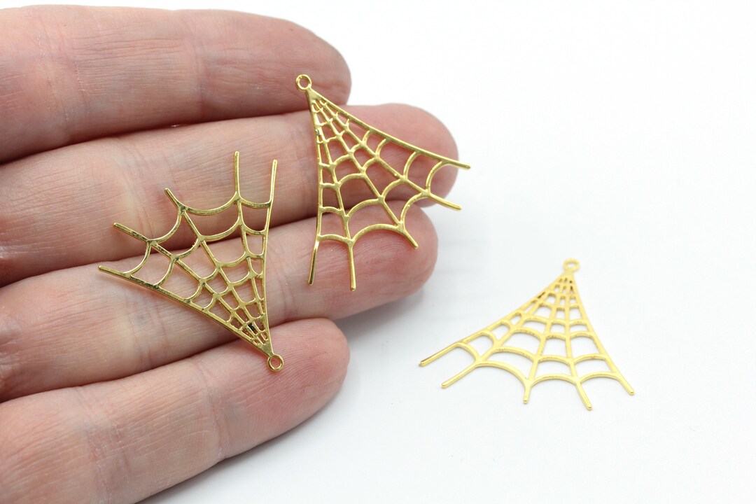 31x33mm 24k Shiny Gold Plated Spider Web Charm, Spider Web Pendant ...