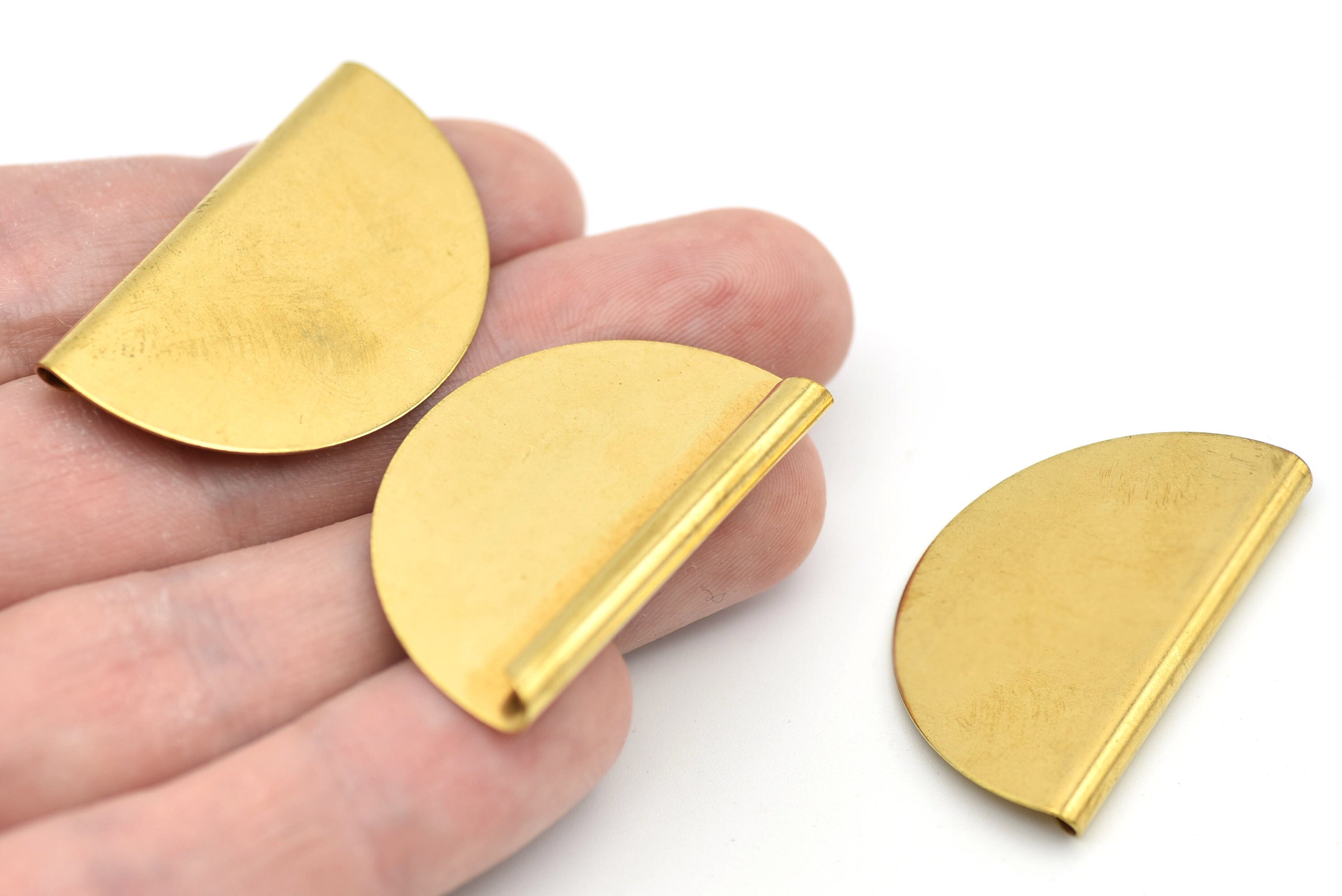 40x24mm Raw Brass Semi Circle Plate with Curved End Raw Brass | Etsy