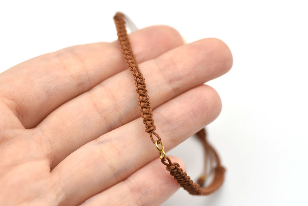 Adjustable Handmade Rope Bracelet, Light Brown Rope Friendship Bracelet ...
