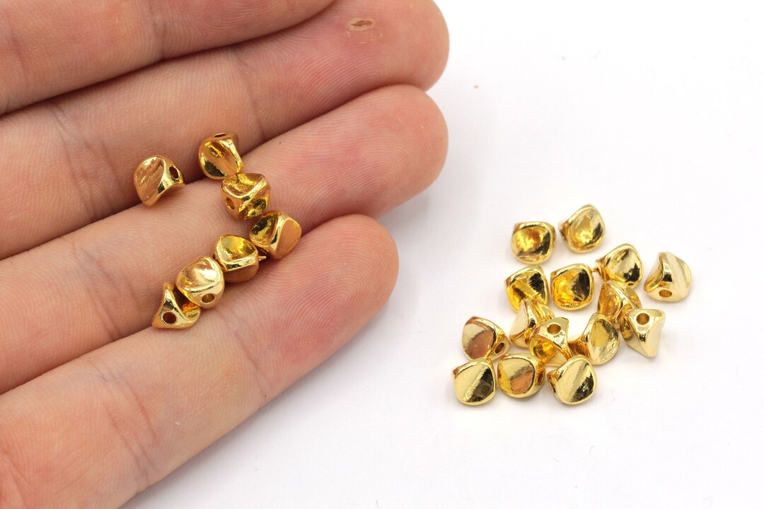 5x5mm 24k Shiny Gold Plated Trapezoid Beads, Round Spacer Bead, Gold ...