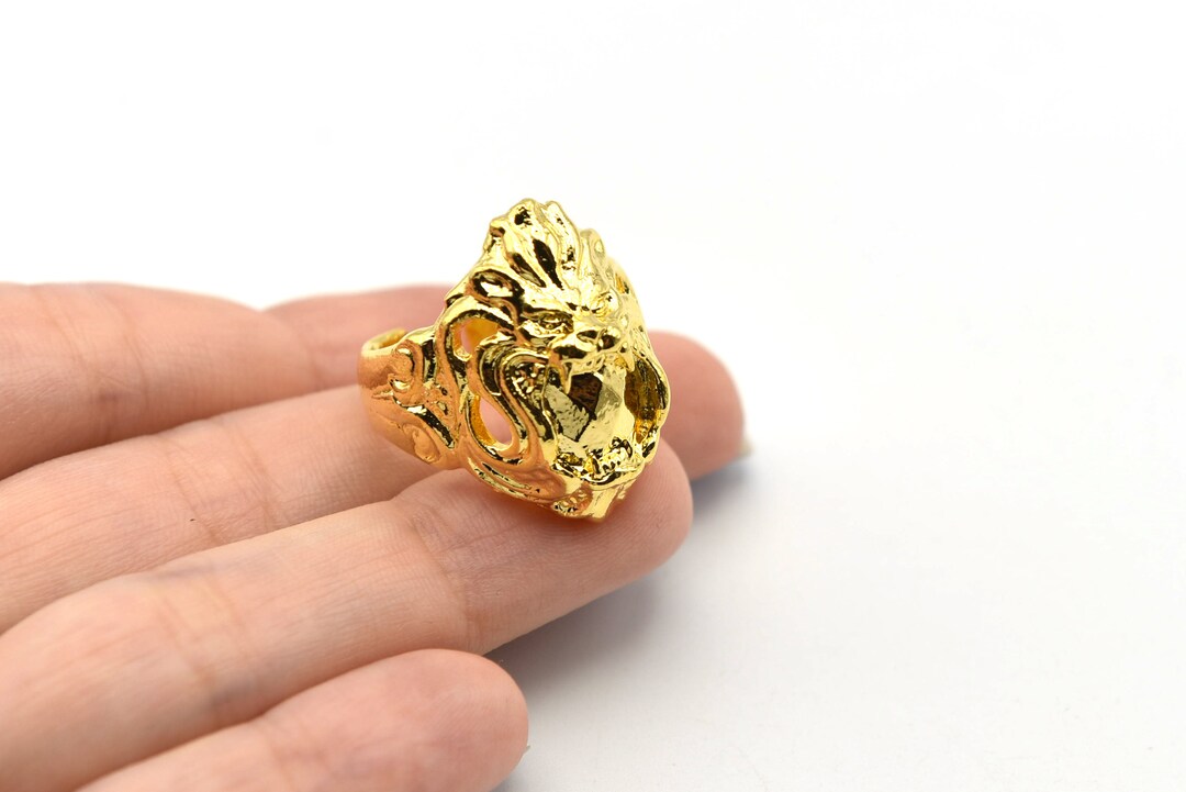 24K Shiny Gold Plated Adjustable Beast Ring, Brass Beast Ring, Beast ...
