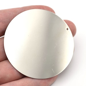 60mm Rhodium Plated Large Round Charms, Round Disc, Rhodium Plated ...