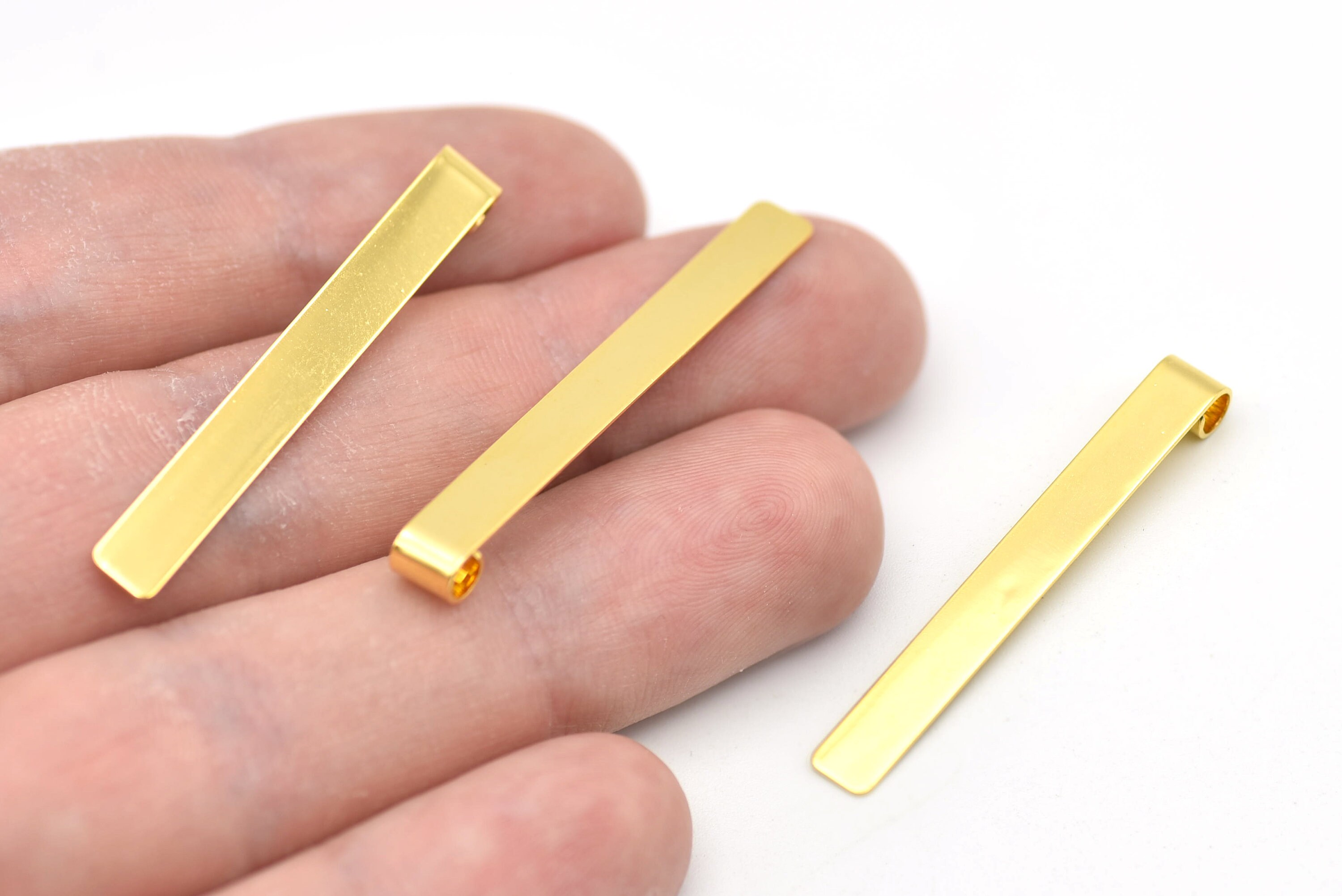 42x5mm 24K Shiny Gold Plated Rectangular Plate with Curved | Etsy