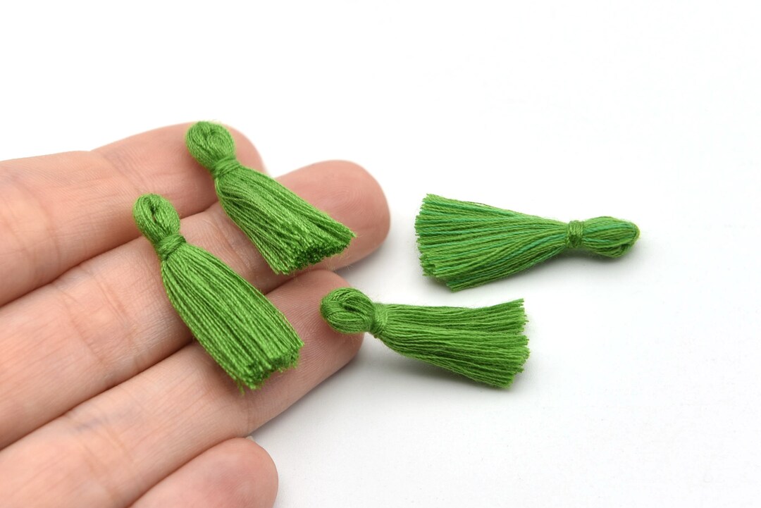 Pear Green Silk Tassels Without Caps, Fringe Tassels, Mini Colored ...