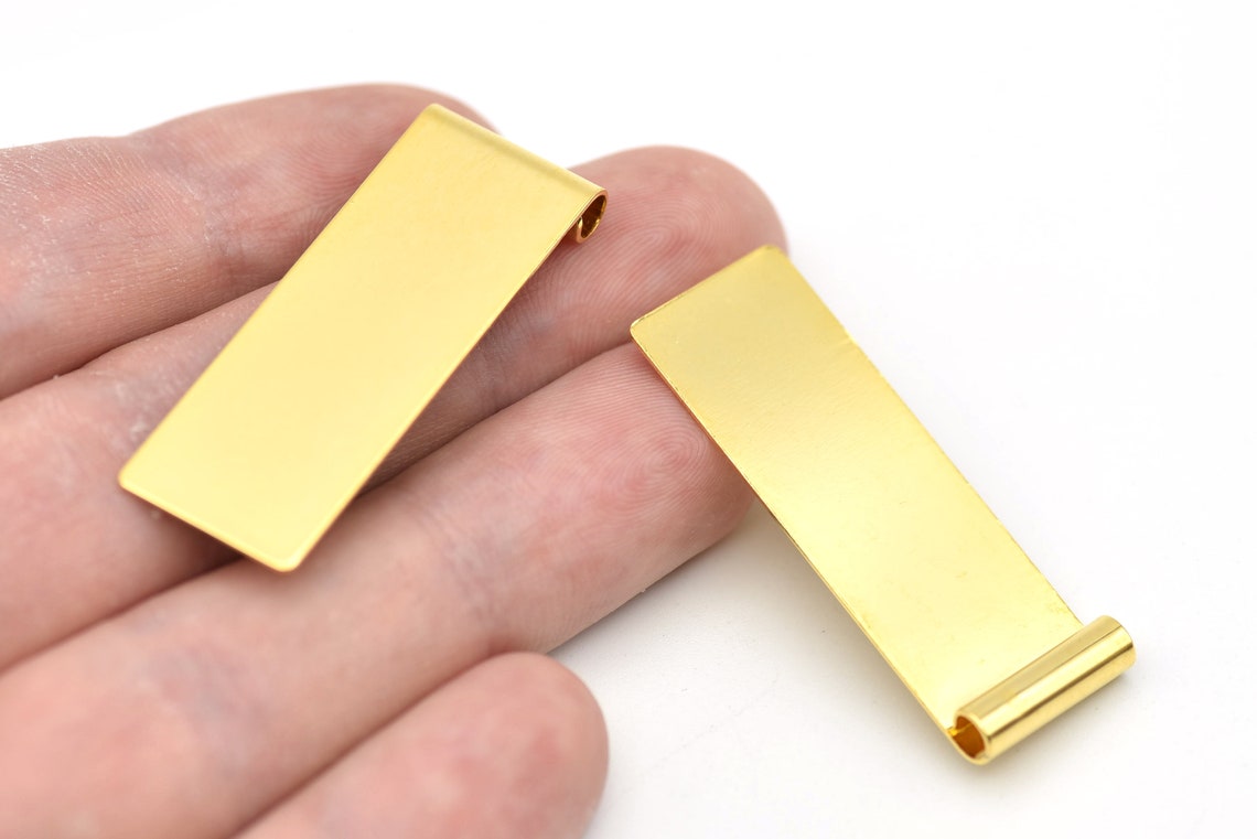 42x15mm 24K Shiny Gold Plated Rectangular Plate with Curved | Etsy