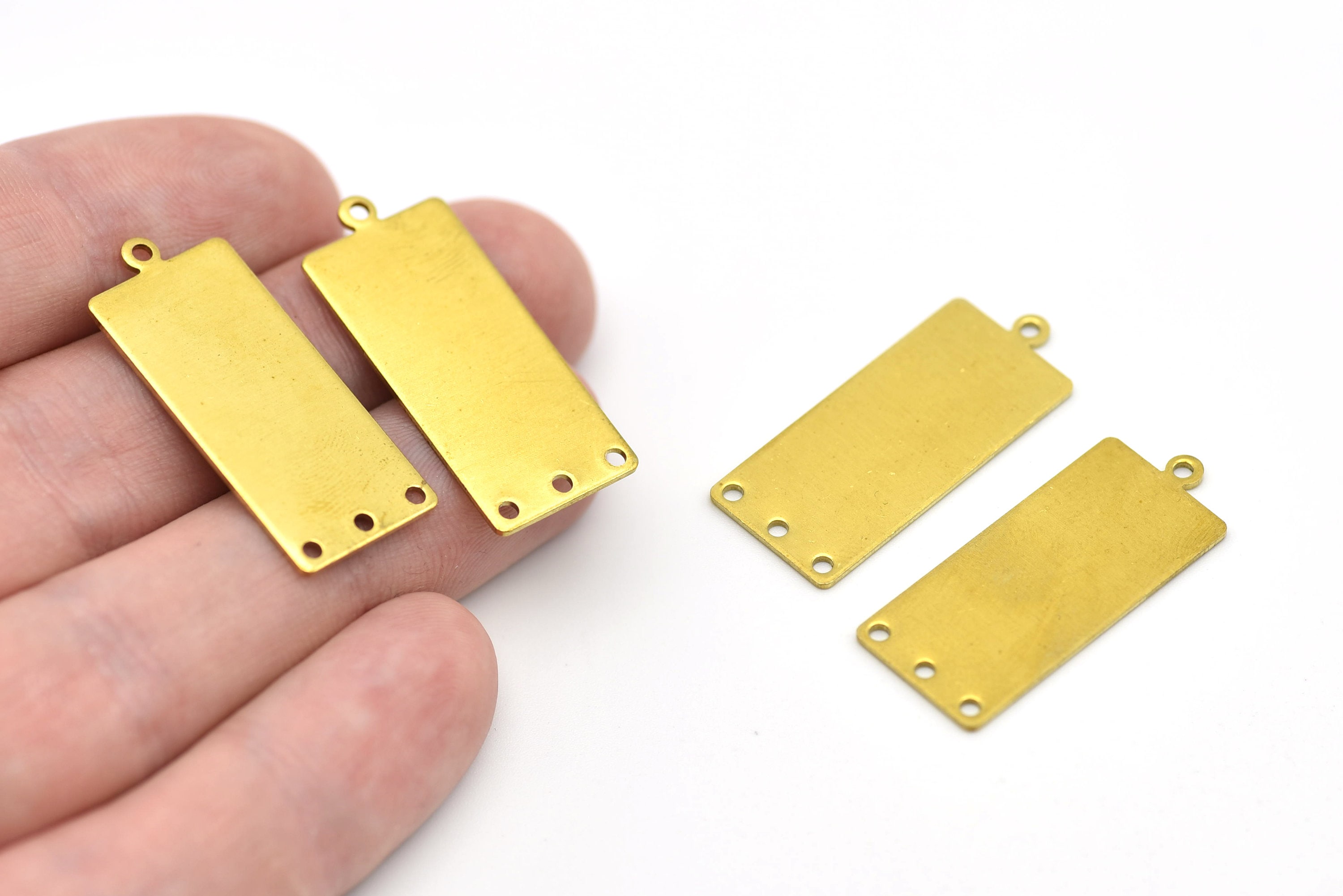 33x14mm Raw Brass Rectangular Plate 4 Holes Rectangular | Etsy