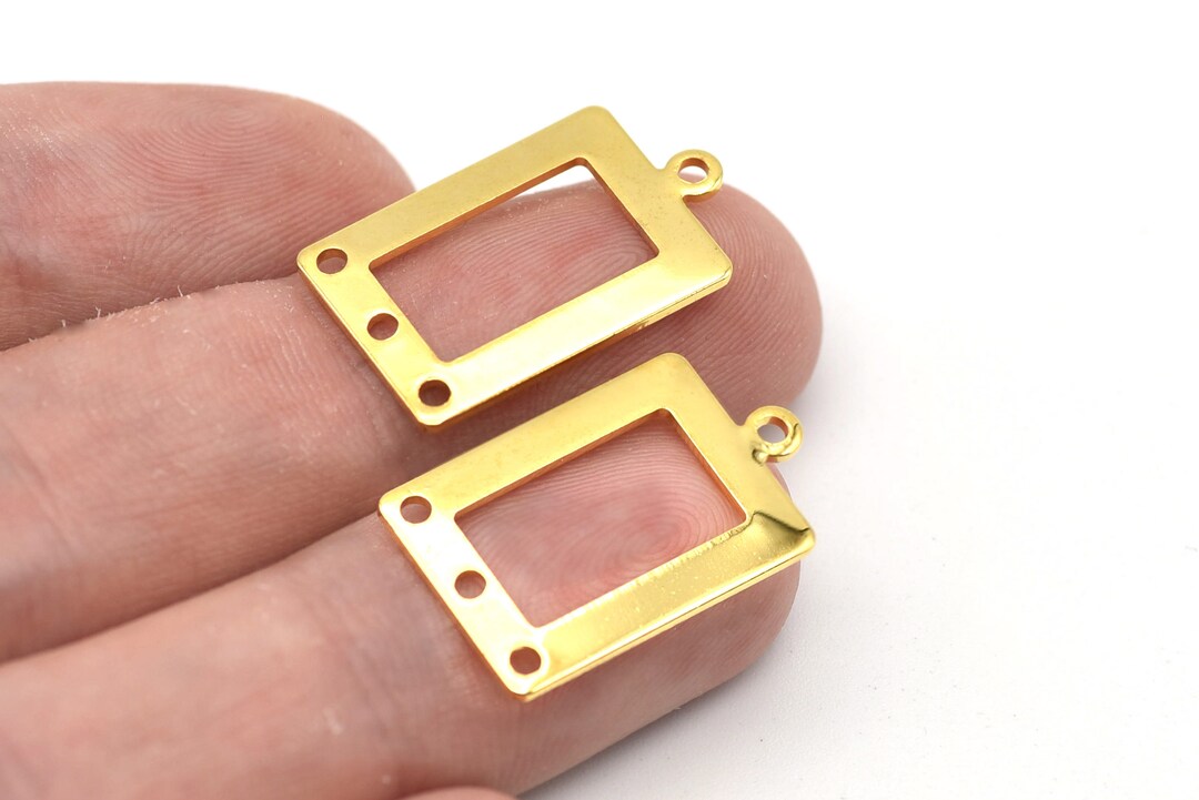23x14mm 24K Shiny Gold Plated Blank Rectangular Plate, 4 Holes ...