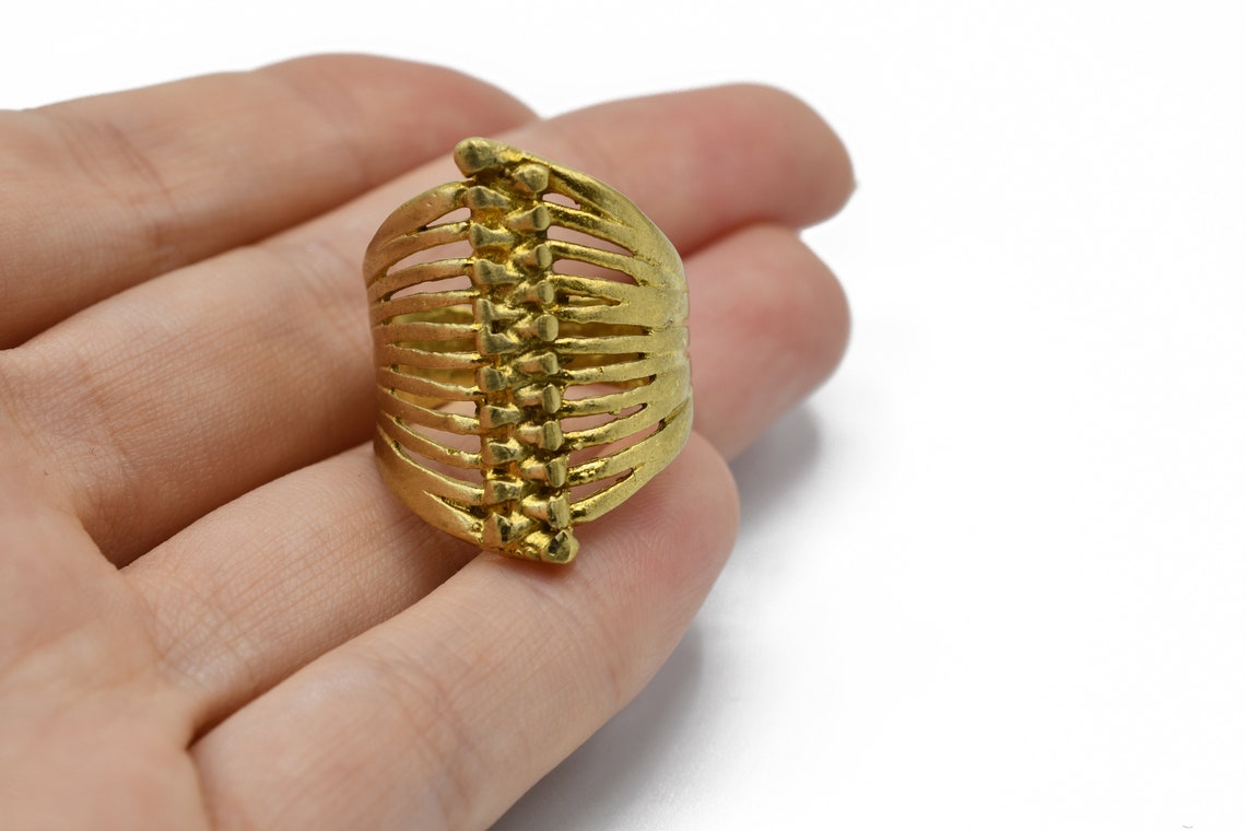 Spine Shape Adjustable Ring Spine Ring Raw Brass Ring | Etsy