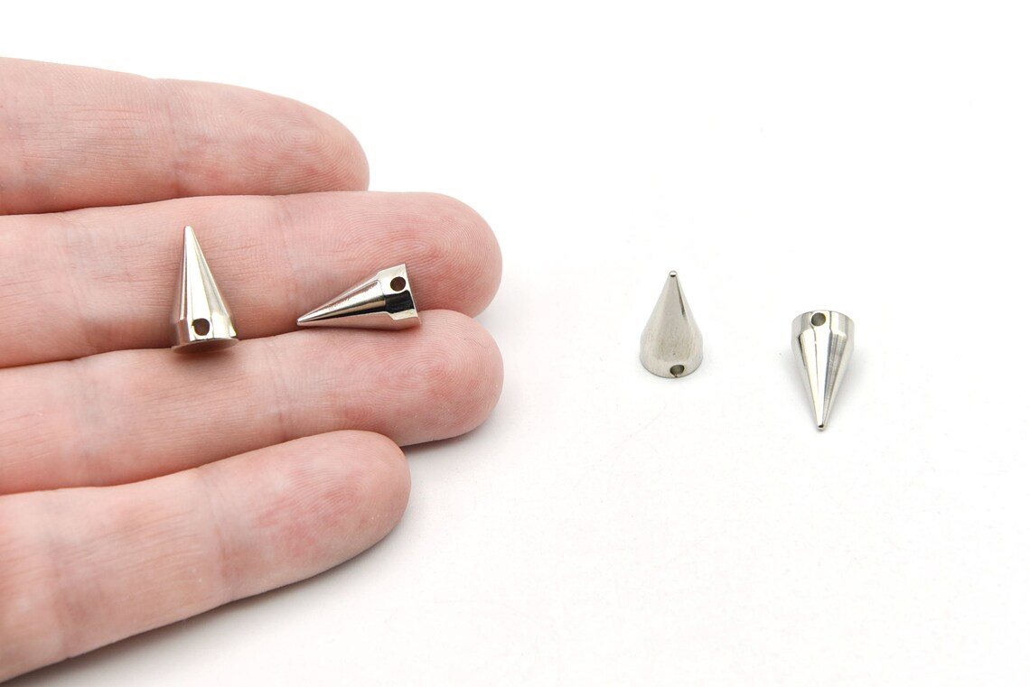 15x8mm Rhodium Plated Spike Beads, Rhodium Plated Conic Beads, Rhodium ...