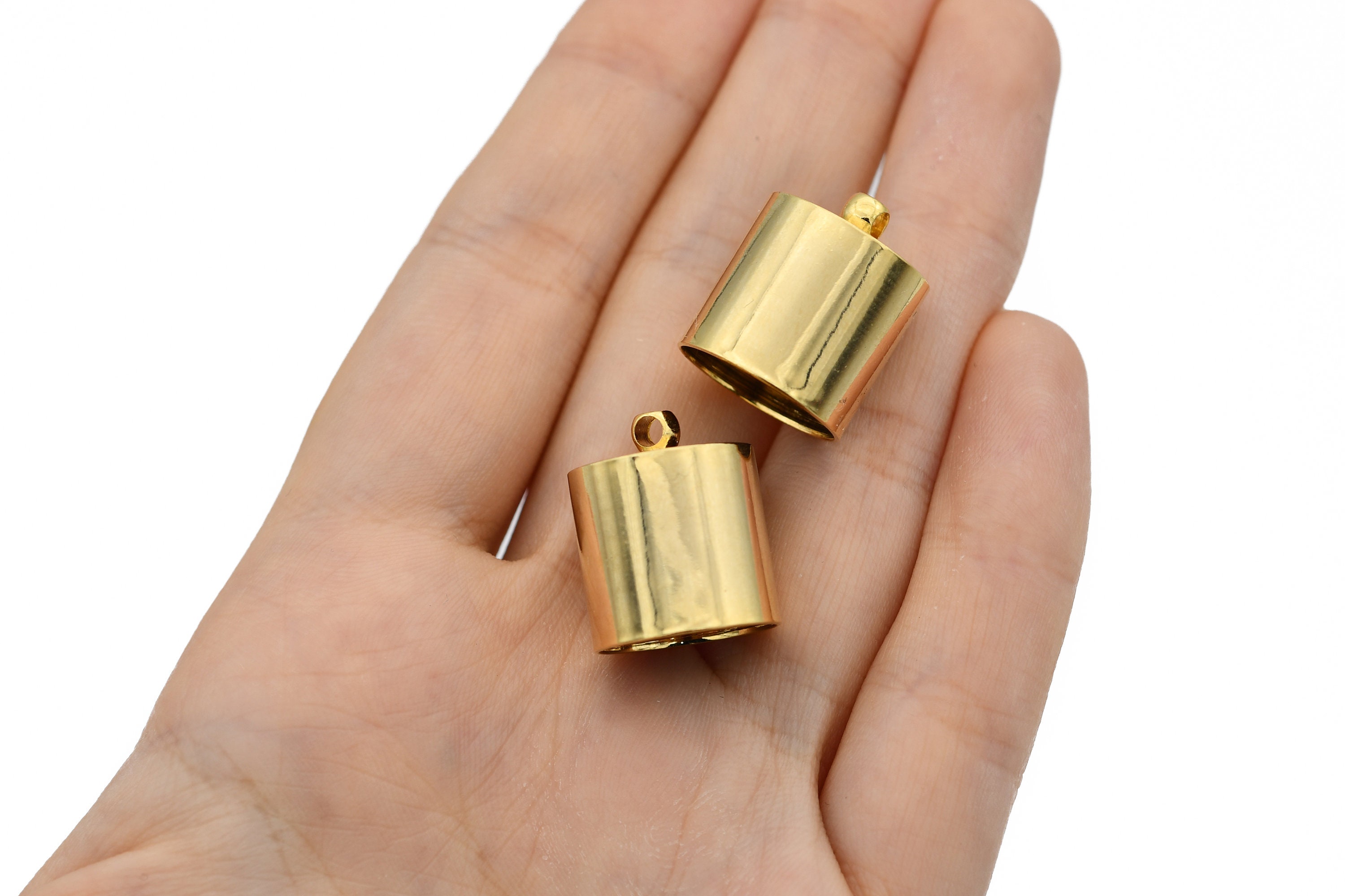 Ends, Caps & Bars 15x18mm Rose Gold End Cap Hole Inner 14mm Solid Brass ...