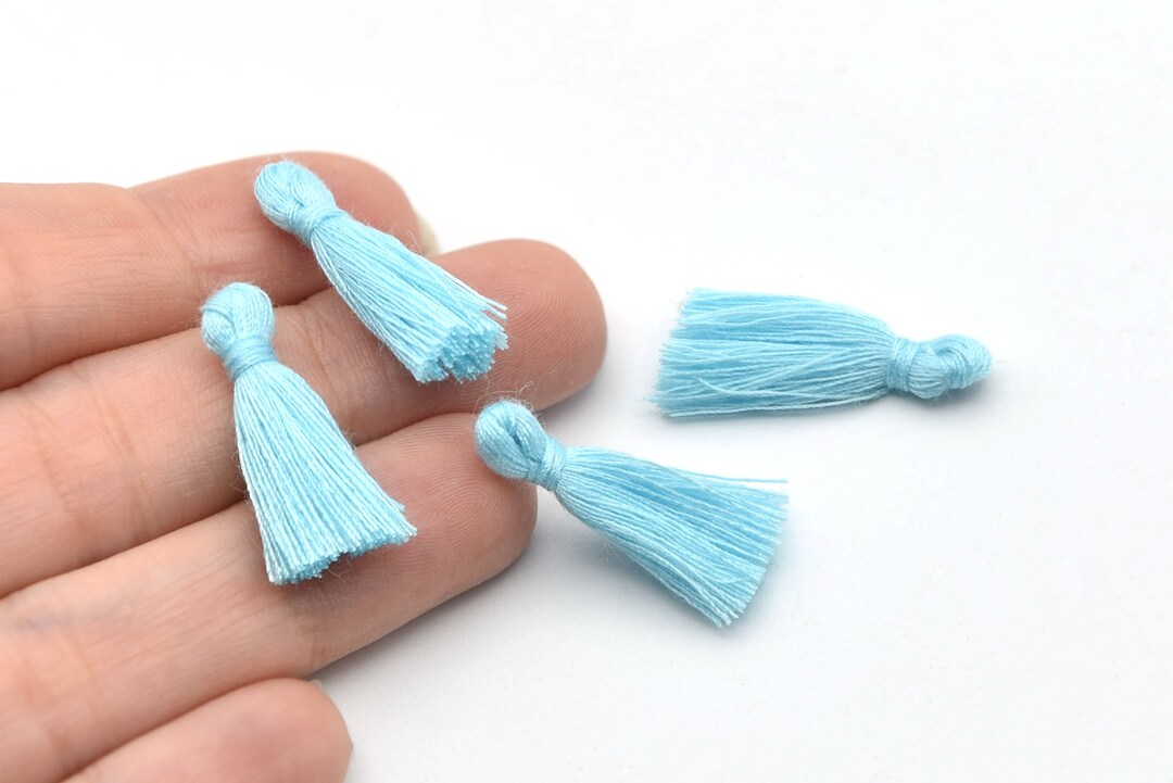 Arctic Blue Silk Tassels Without Caps, Fringe Tassels, Mini Colored ...