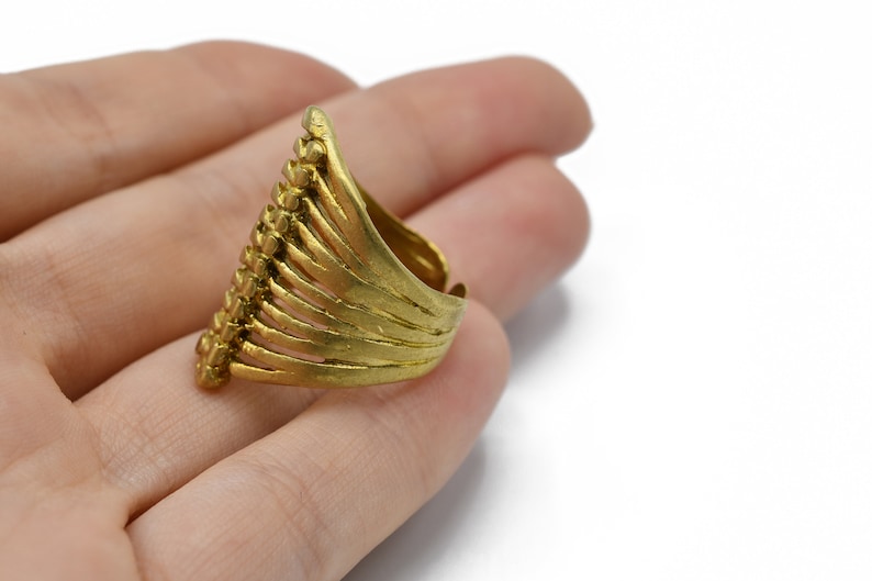 Spine Shape Adjustable Ring - Spine Ring - Raw Brass Ring - Jewelry ...