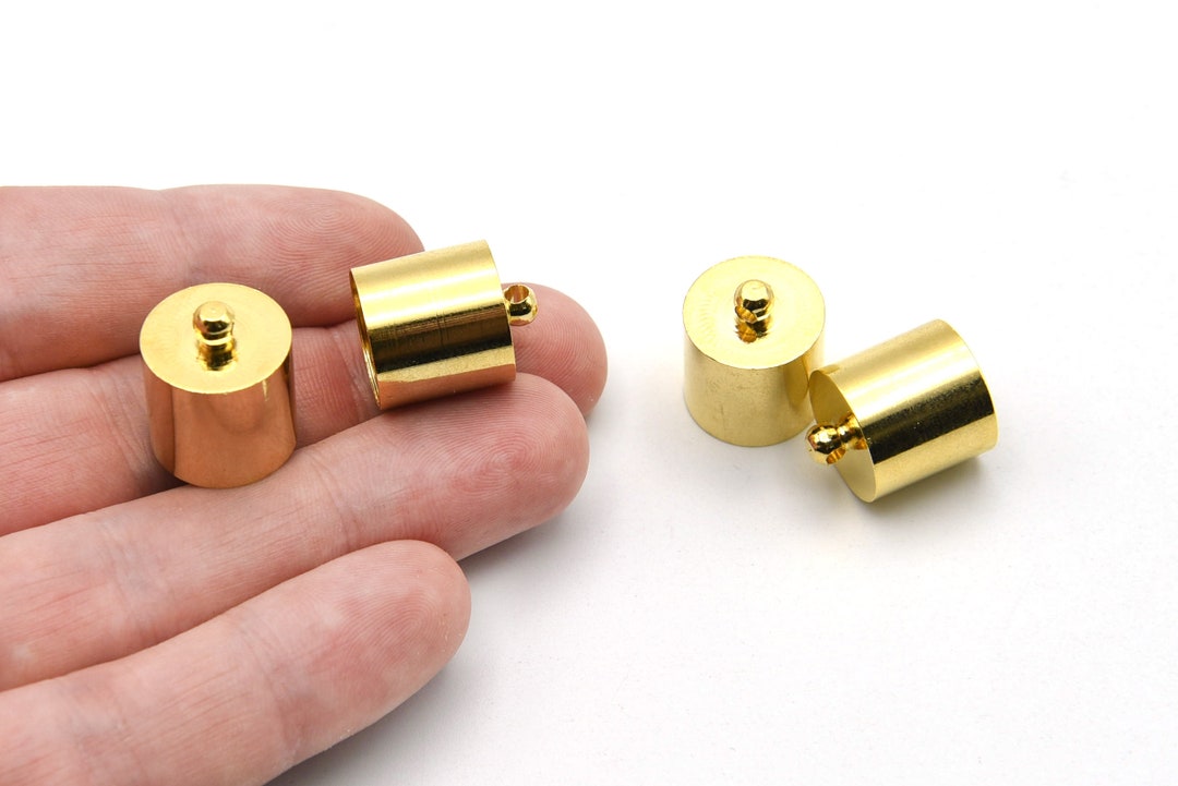 18x15mm 24K Shiny Gold Plated End Cap ,hole Inner 14mm, Huge End Caps ...