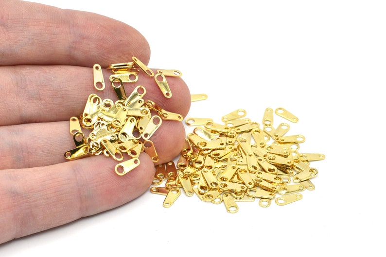 3x8mm 24k Shiny Gold Plated Chain Coonector, Necklace Connector, Chain ...