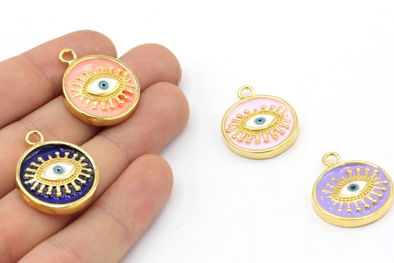 20x25mm 24k Shiny Gold Plated Evil Eye Charm, Evil Eye Findings, Evil ...