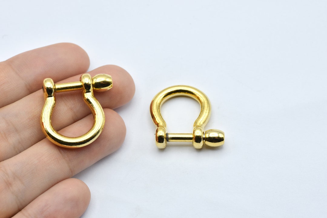 21x25mm 24k Shiny Gold Shackle Clasp, Nautical Bracelet Clasps, Anchor ...