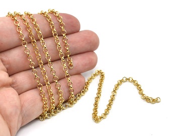 2.5mm 24k Shiny Gold Plated Tiny Rolo Chain, Gold Round Link Chain ...