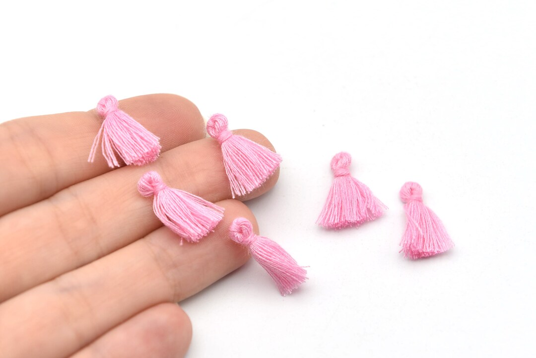 Mini Pink Silk Tassels Without Caps, Fringe Tassels, Mini Colored ...