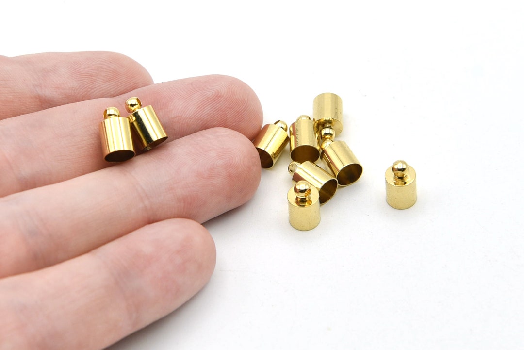 10x6mm 24K Shiny Gold Plated End Cap ,hole Inner 6mm, Huge End Caps ...