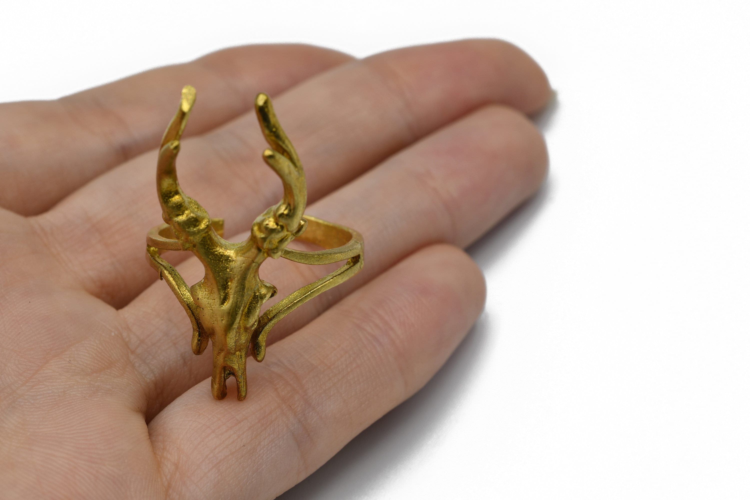 Adjustable Deer Ring, Raw Brass Ring, Deer Head Ring Jewelry Supplier ...