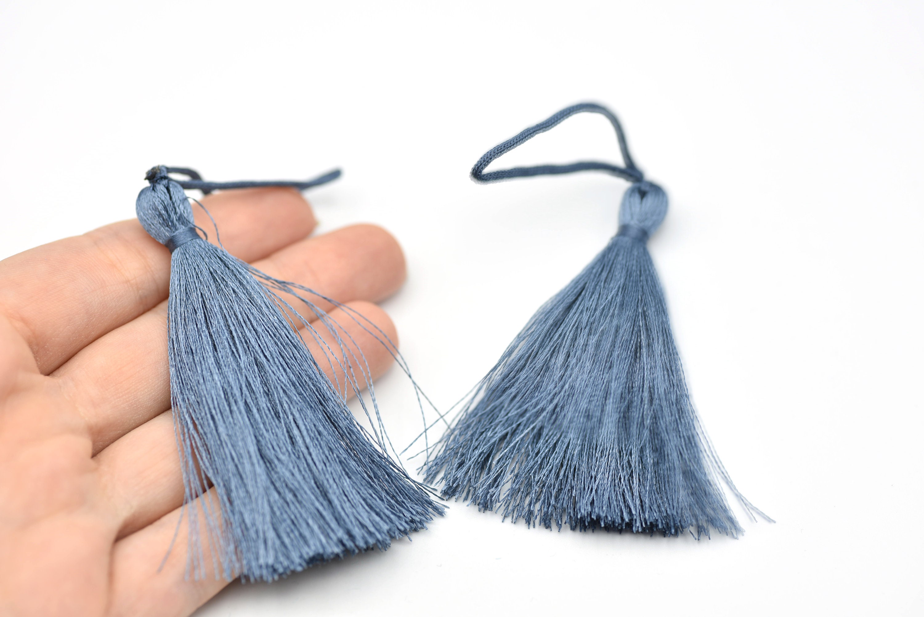 Large Blue Tassels, Silk Tassels, Fringe Tassels, Jewelry Tassels, Mini ...