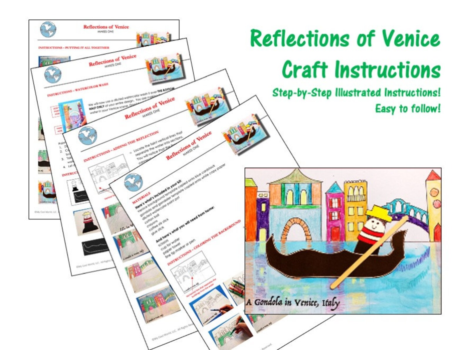 DIY Gondolas Craft Kit for Kids, Venice, Italy, World Cultures Learn ...